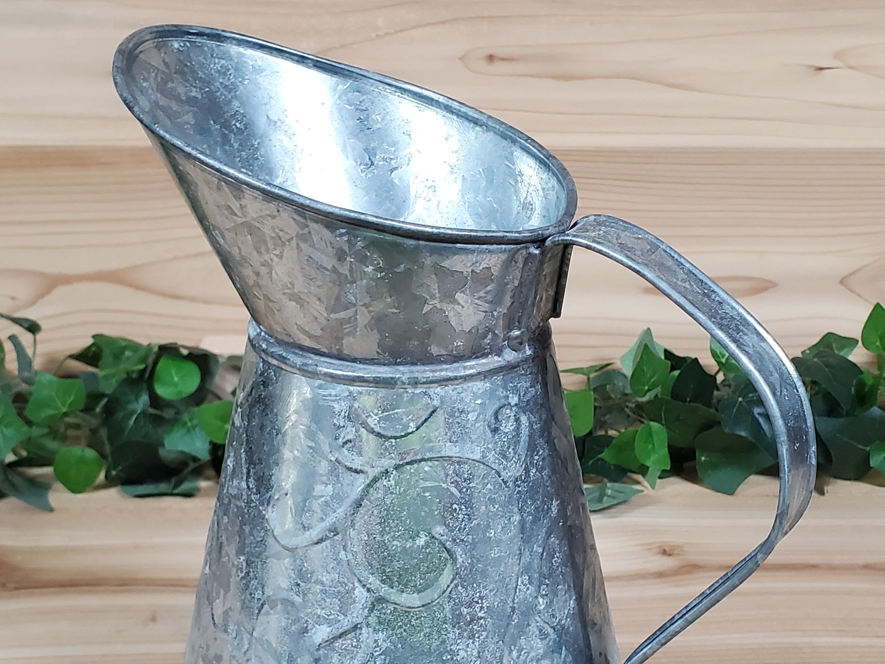 Vintage Large Galvanized Metal Pitcher Plant Water Pitcher or Flower ...