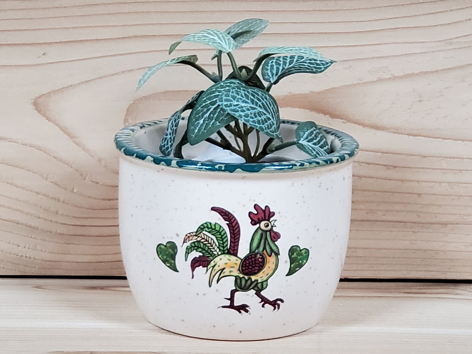 Vintage Rooster Crock Tabletop Planters by Heritage Pottery Brightly ...