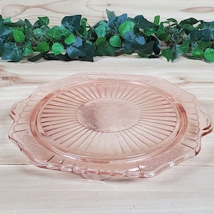 Vintage Footed Pink Glass Cake Plate ~mayfair PINK~ by Anchor Hocking ...