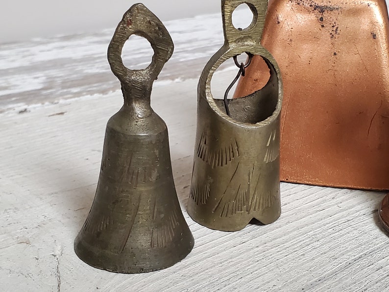 Vintage Brass Bell Assortment X4 Copper Painted Cowbell, Philadelphia ...