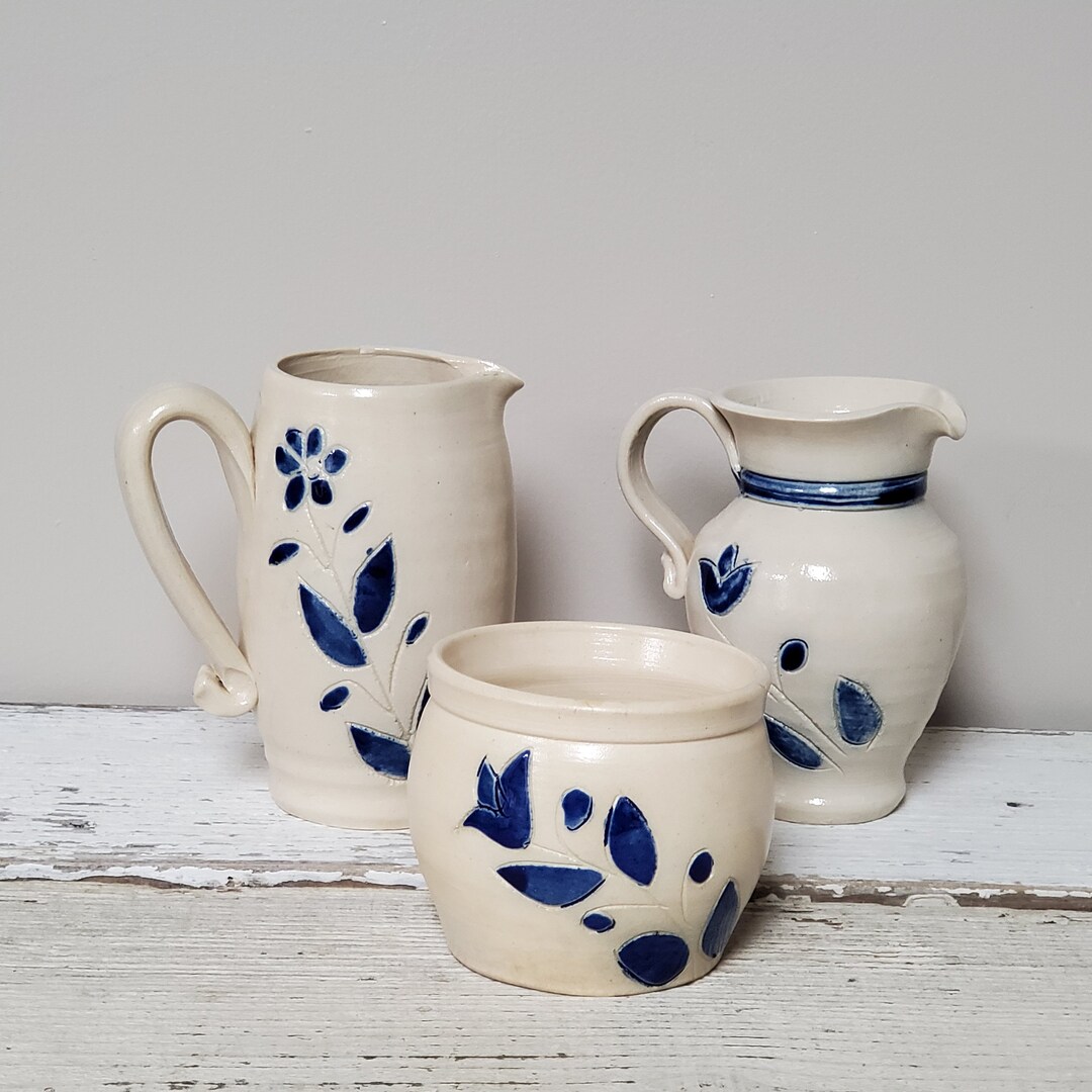 Vintage Miniature Pottery Set WILLIAMSBURG POTTERY Pitchers X 2 ...