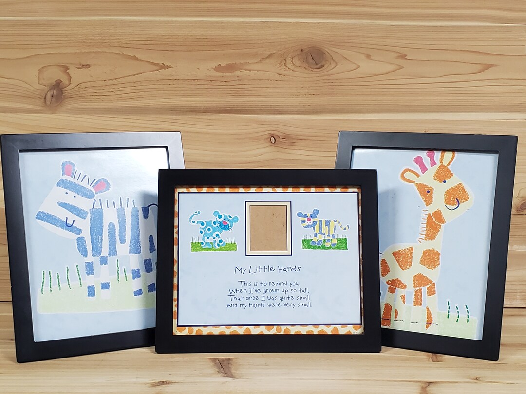 Vintage Safari Art Nursery Prints (set of 3) Blue Striped Zebra, Brown ...