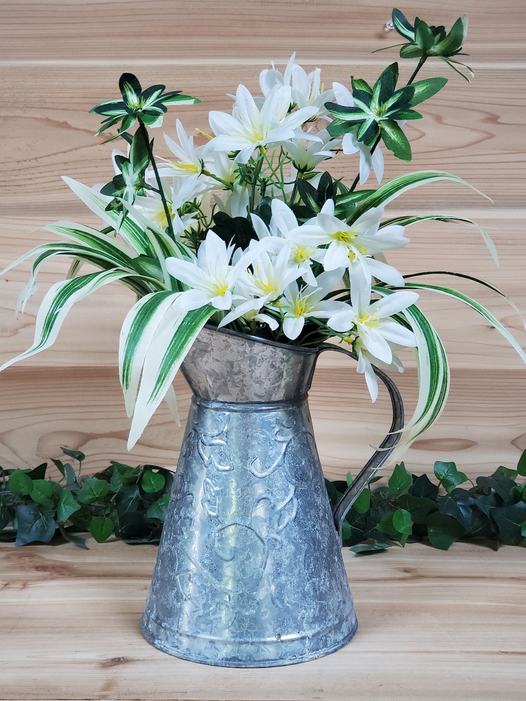 Vintage Large Galvanized Metal Pitcher; Plant Water Pitcher or Flower ...