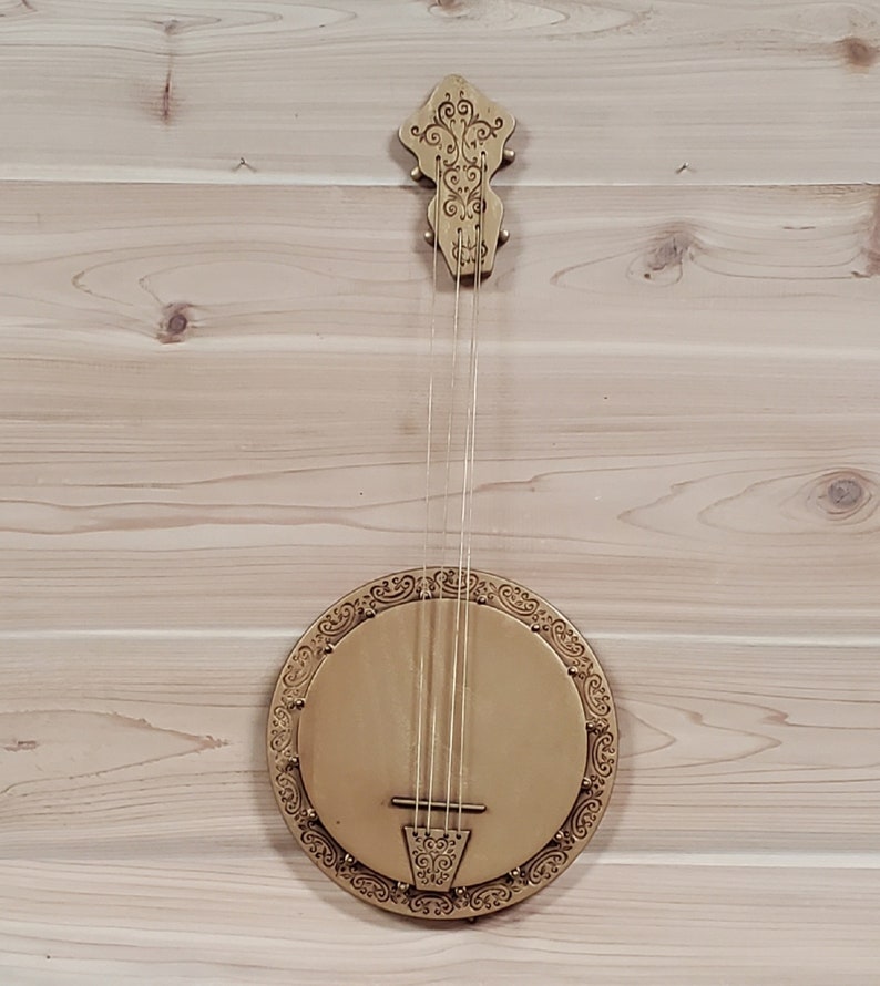 Vintage Guitar and Banjo Wall Décor by Burwood Products; Gold Painted ...
