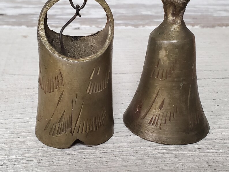 Vintage Brass Bell Assortment X4 Copper Painted Cowbell, Philadelphia Souvenir Liberty Bell ...