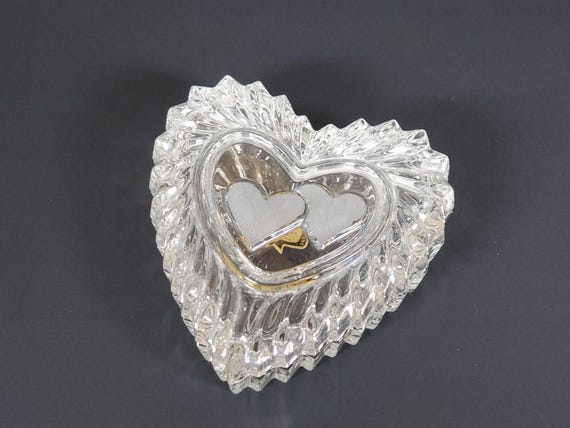 Vintage ZAJECAR CRYSTAL, Yugoslavia Double Hearts Hea… - Gem