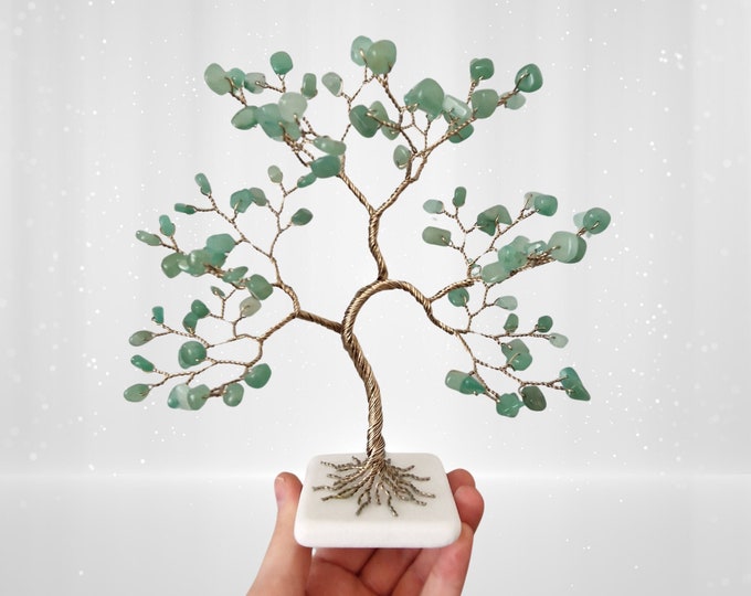 Aventurine Crystal Tree, Good Luck Charm, Housewarming Gift, Wire ...