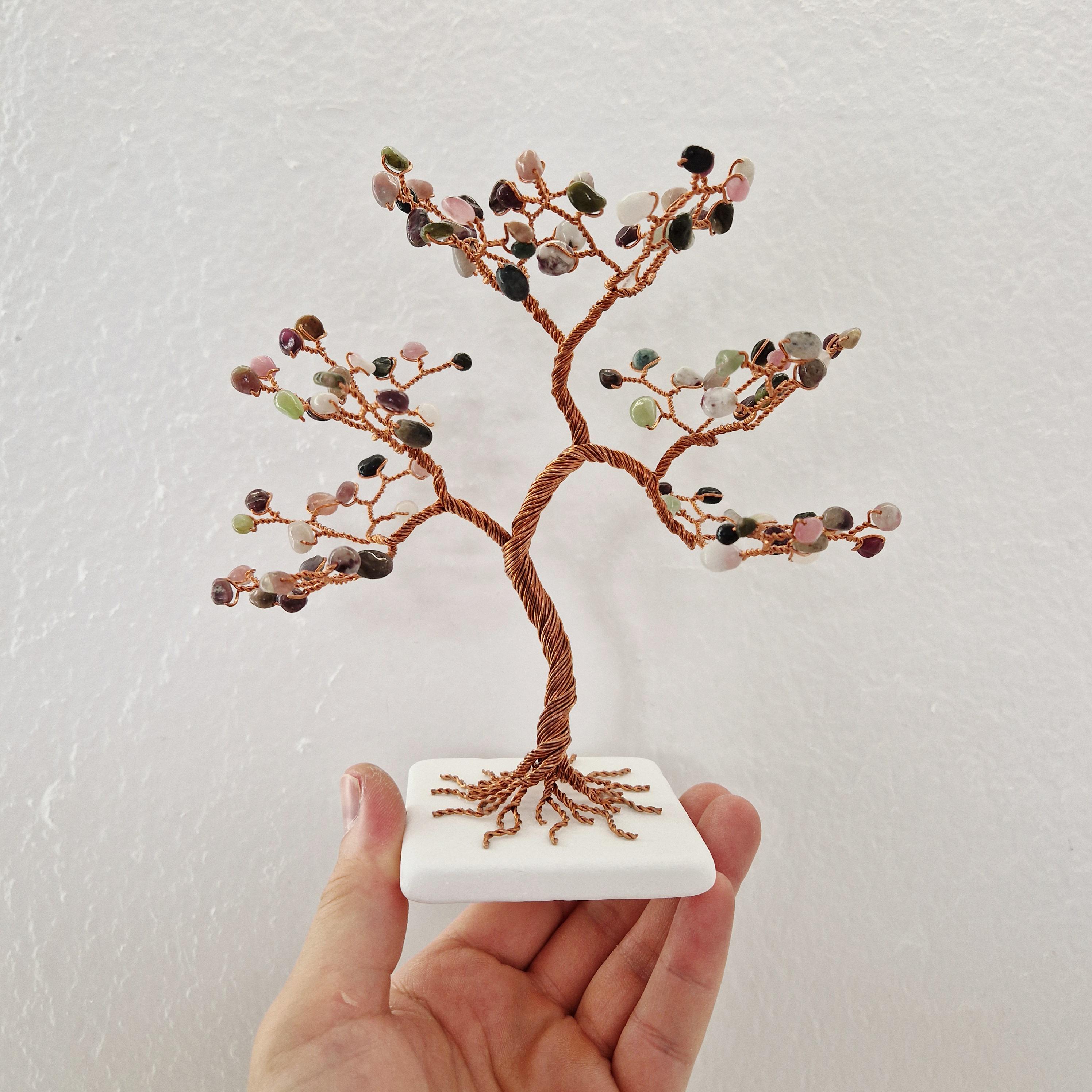 Tourmaline Stone Tree, 8th Anniversary Gift, Decorative Wire Art ...