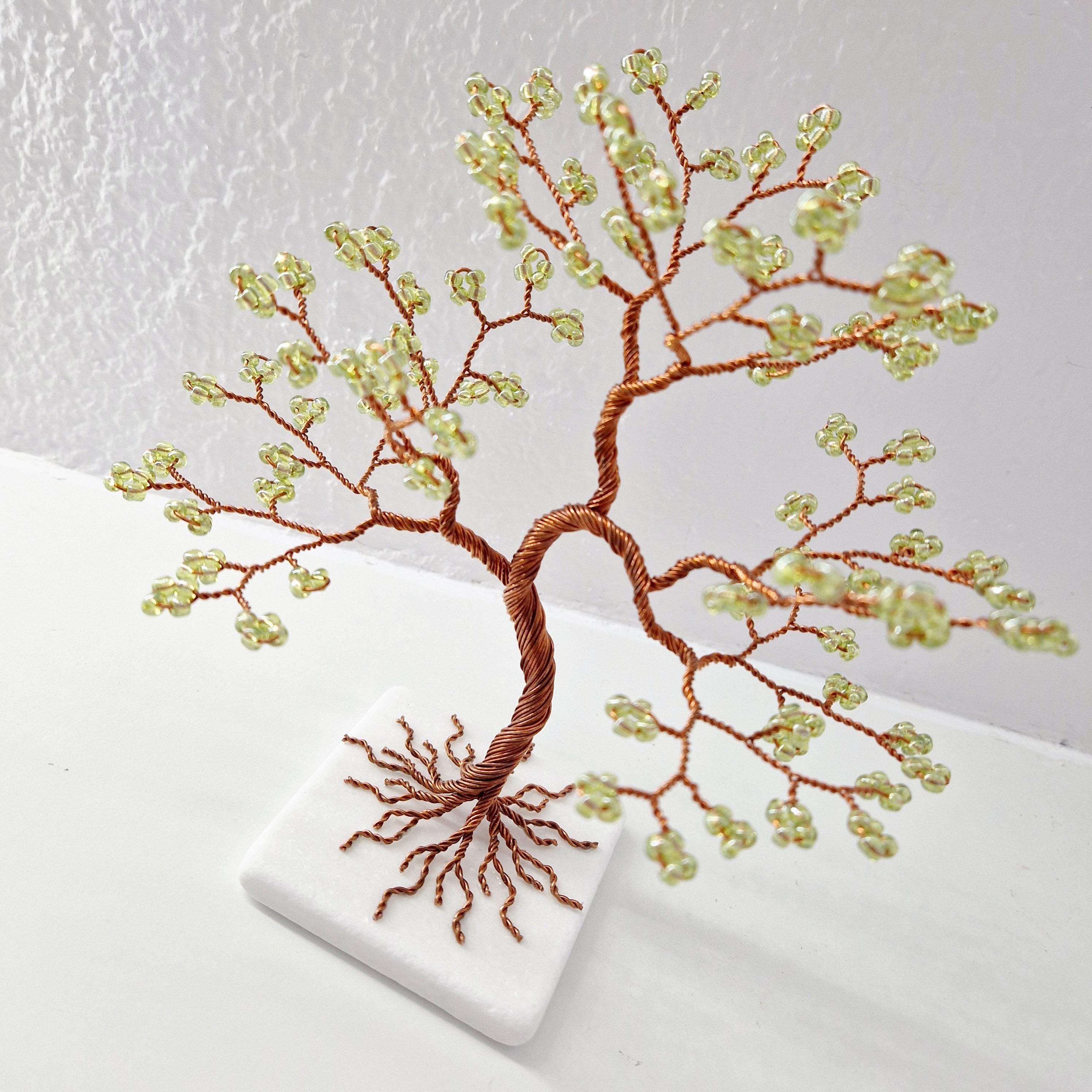 Copper Tree of Life With Green Beads, Birthday Gift, Desk Decor - Etsy