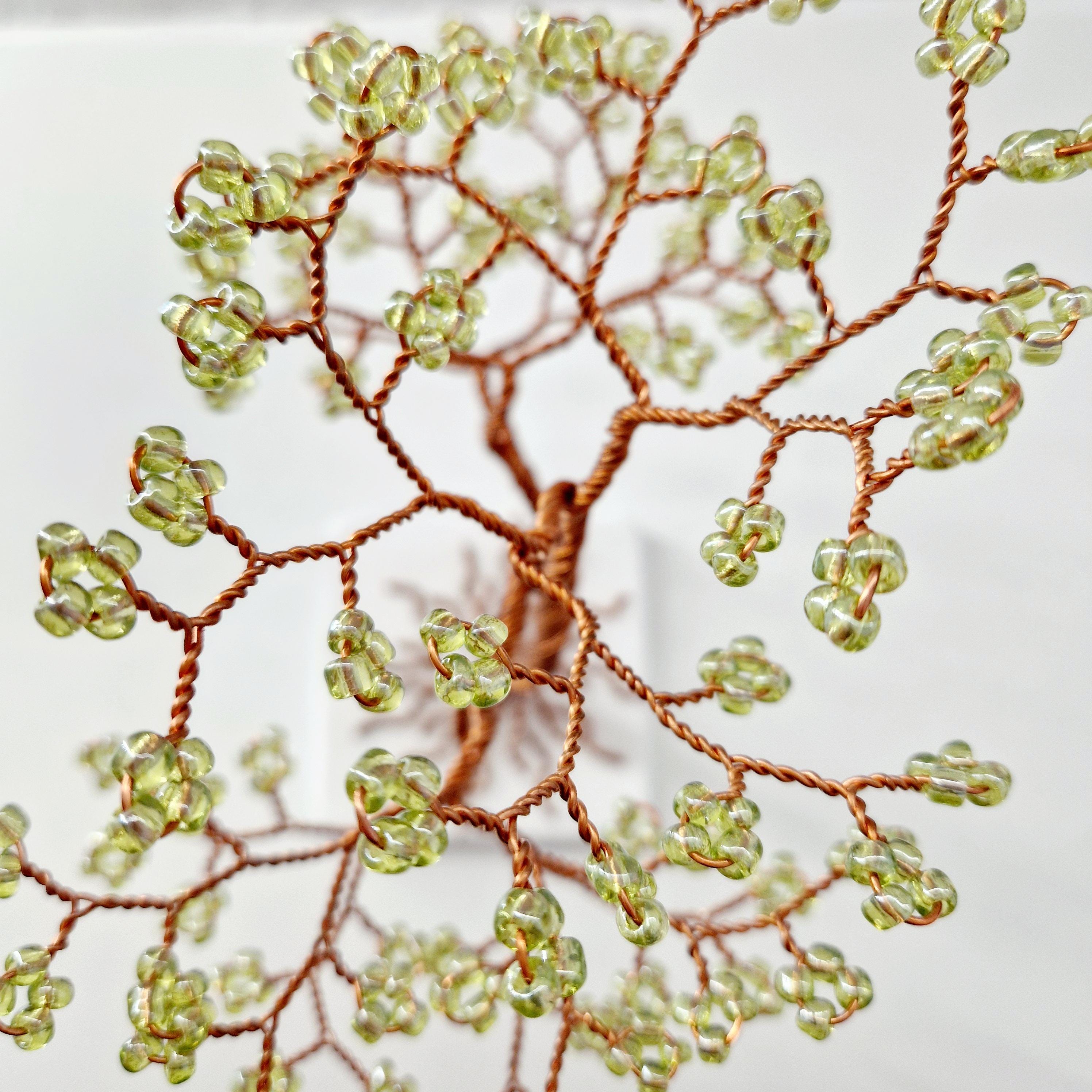 Copper Tree of Life With Green Beads, Birthday Gift, Desk Decor - Etsy