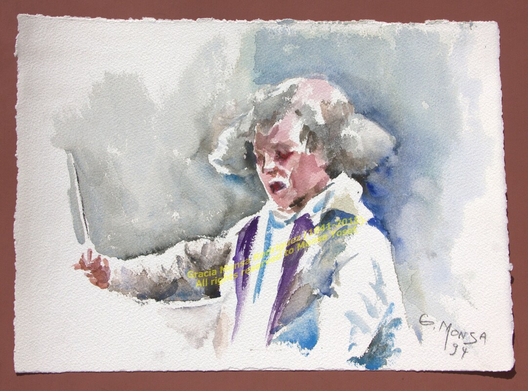 The Conductor 1994 a Rare Vintage Watercolor Aquarell - Etsy