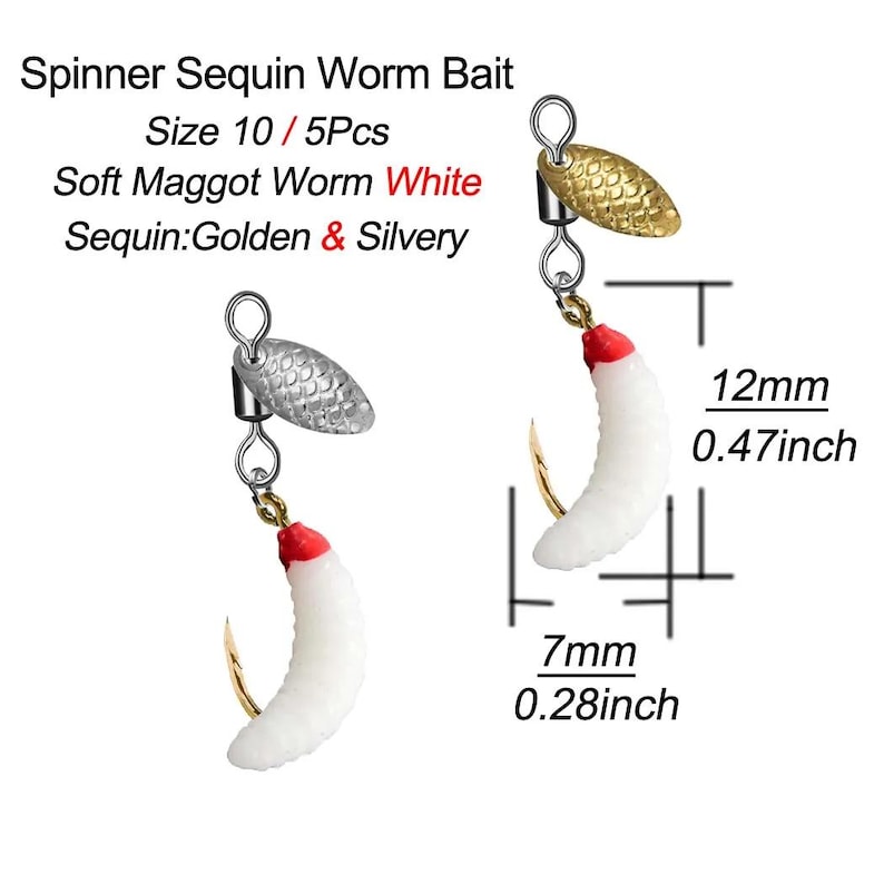 Spinner Sequin Worm Fishing Lure, Trout Bait (5PCS, 10PCS) - Etsy
