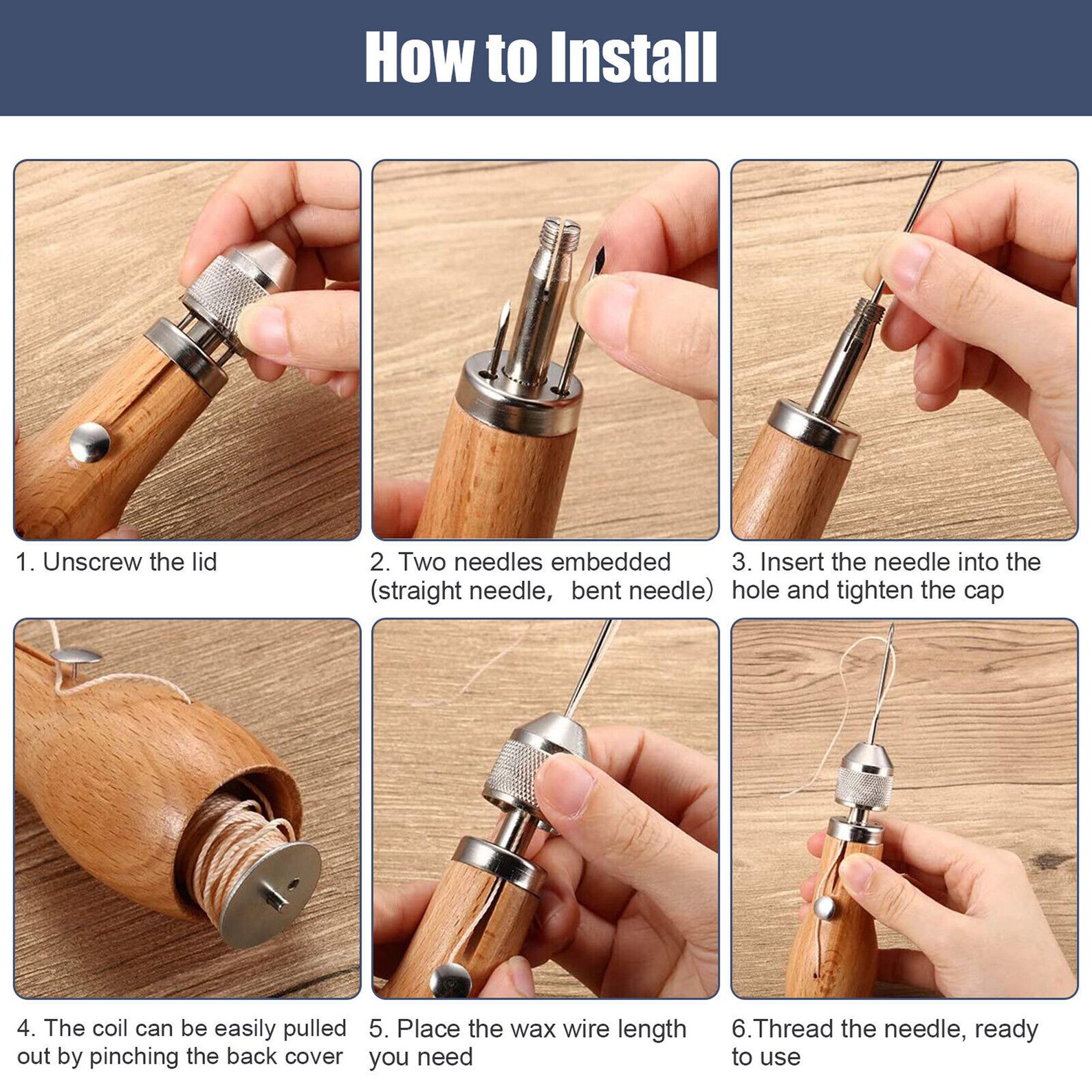 7 PCS Professional Leather Sail Canvas Speedy Stitcher DIY Sewing Awl ...