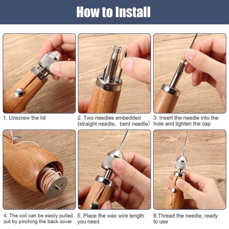 7 PCS Professional Leather Sail Canvas Speedy Stitcher DIY Sewing Awl ...