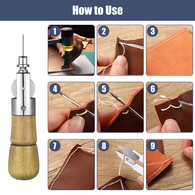 7 PCS Professional Leather Sail Canvas Speedy Stitcher DIY Sewing Awl ...