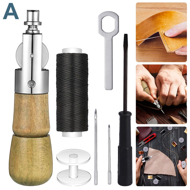 7 PCS Professional Leather Sail Canvas Speedy Stitcher DIY Sewing Awl ...
