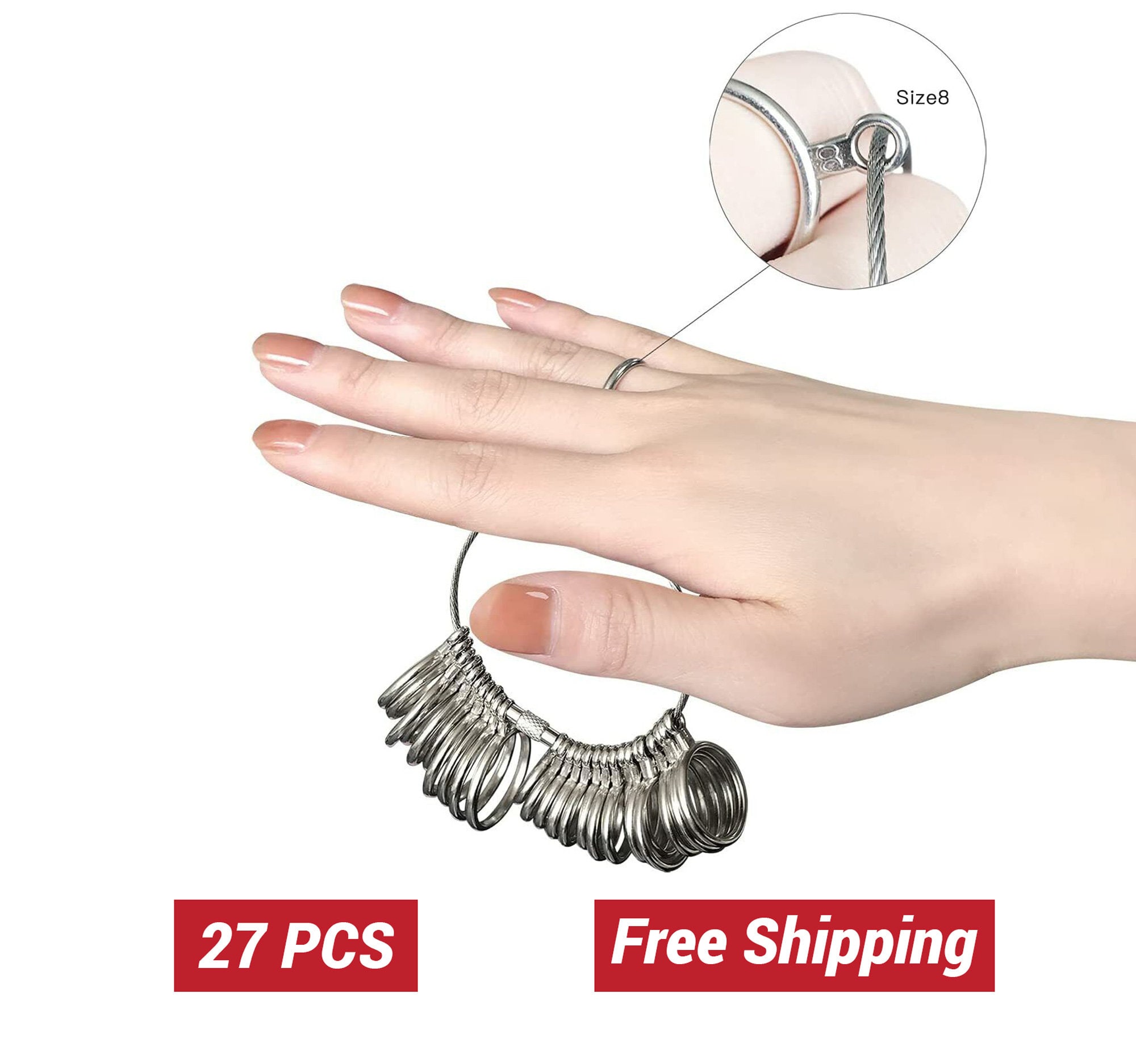 27 PCS Ring Sizer Set, Ring Sizer Measuring Tool Set Metal Ring Sizers ...