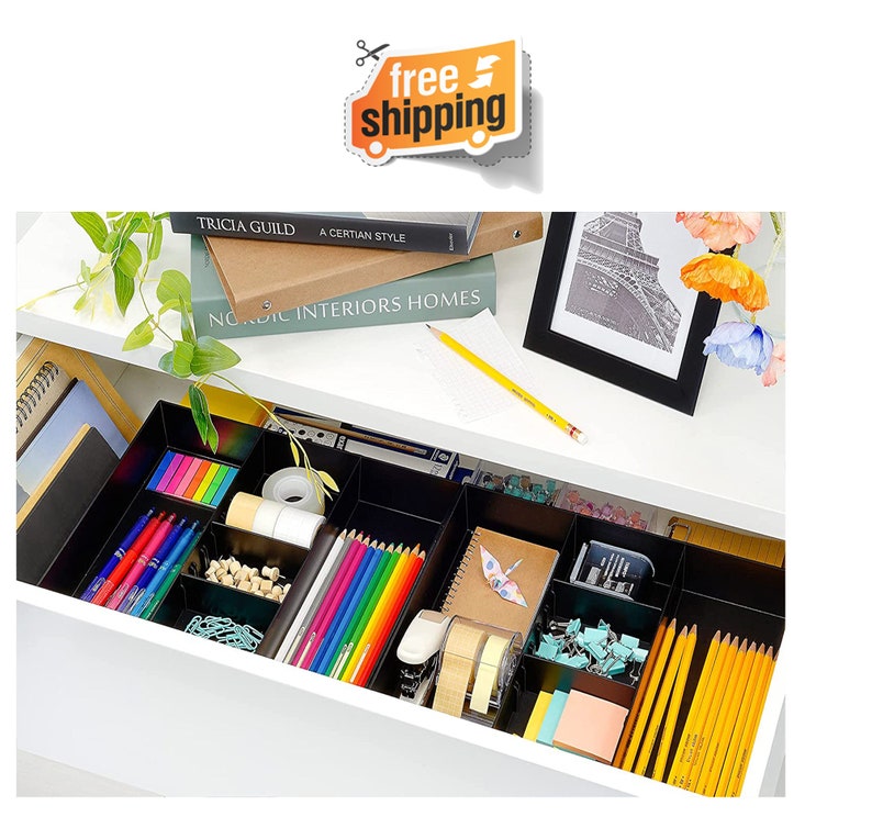 3 Slot Drawer Organizer With Two Adjustable Dividers, Junk Drawer ...