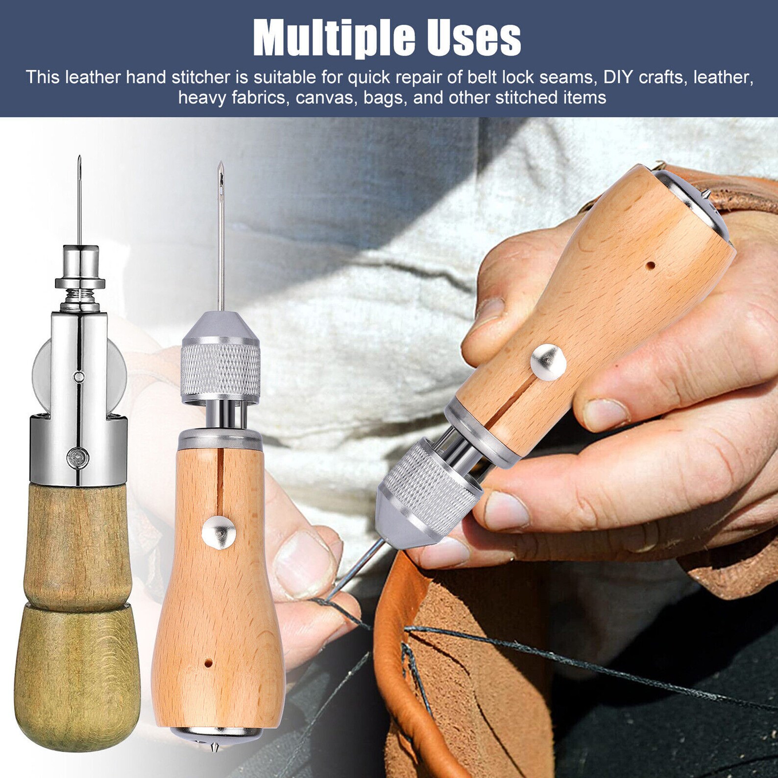 7 PCS Professional Leather Sail Canvas Speedy Stitcher DIY Sewing Awl ...