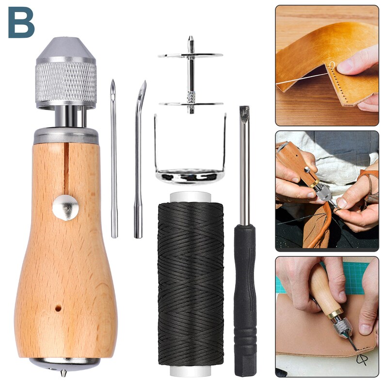 7 PCS Professional Leather Sail Canvas Speedy Stitcher DIY Sewing Awl ...