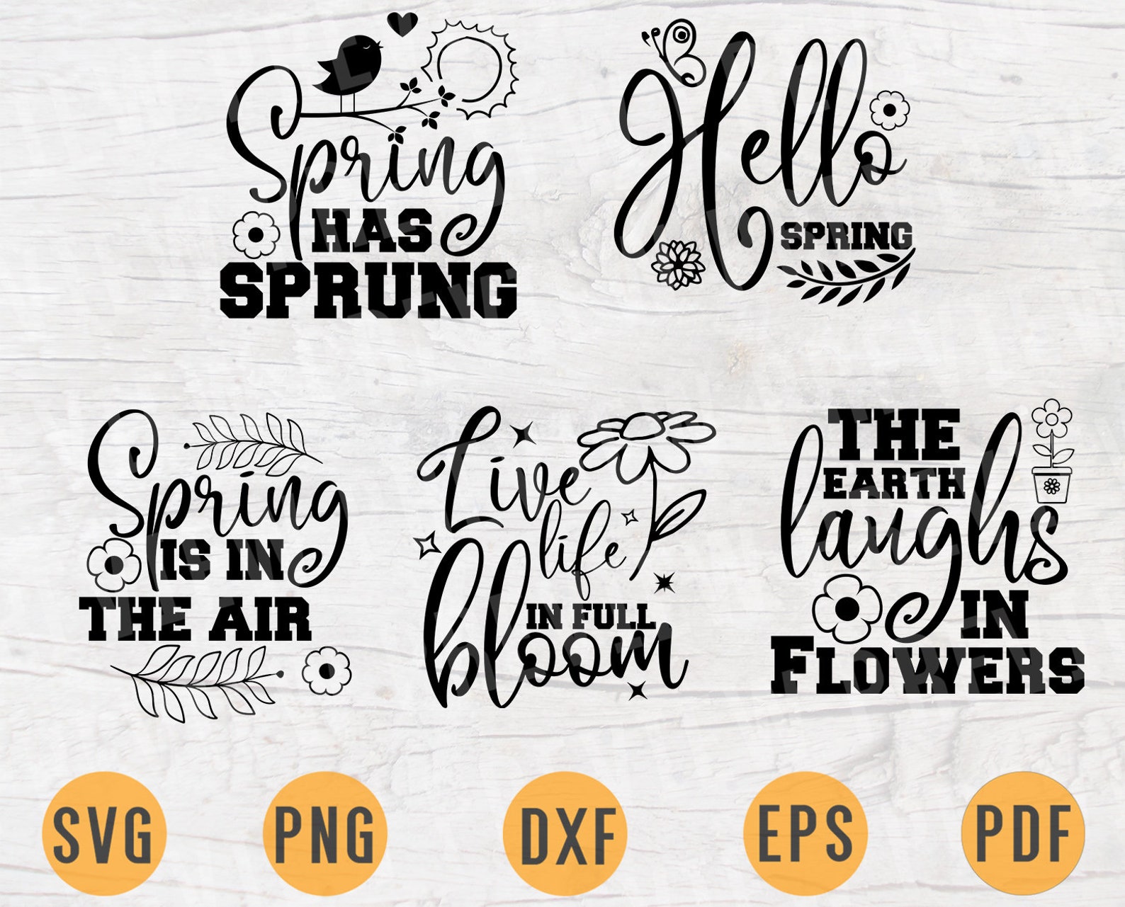 Spring Svg Bundle Pack 5 SVG Files for Cricut Vector Spring | Etsy