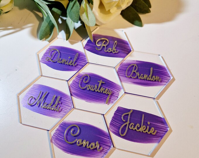 Acrylic Place Settings, Name Settings, Place Names, Hexagon Place ...