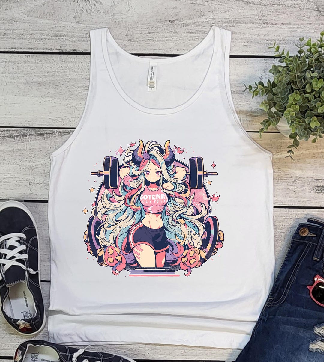 Anime Gym Shirt, Cute Anime Girl Tank Top, Monster Girl Shirt, Unisex ...