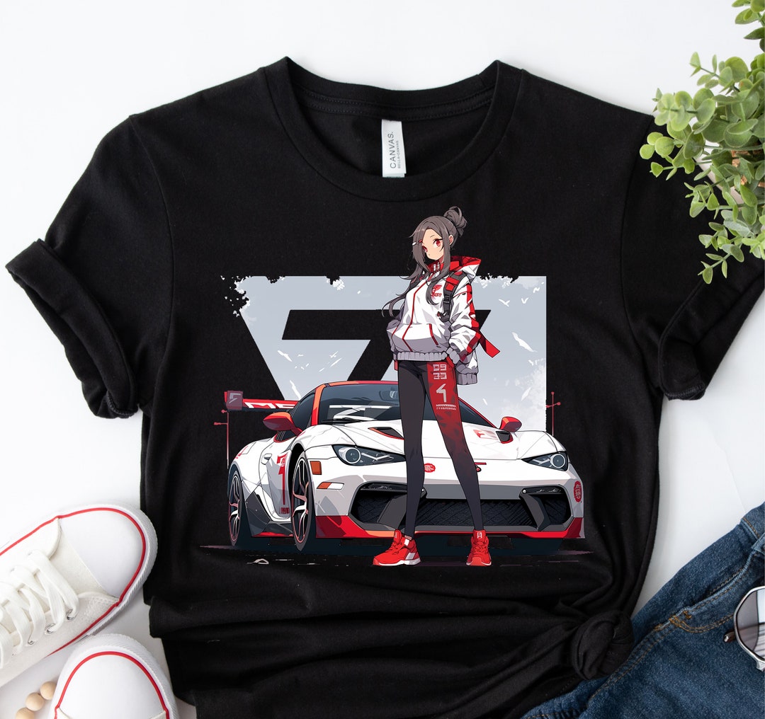 Miata Shirt With Anime Girl Car Lover Gift Anime Fan White Miata Miata ...