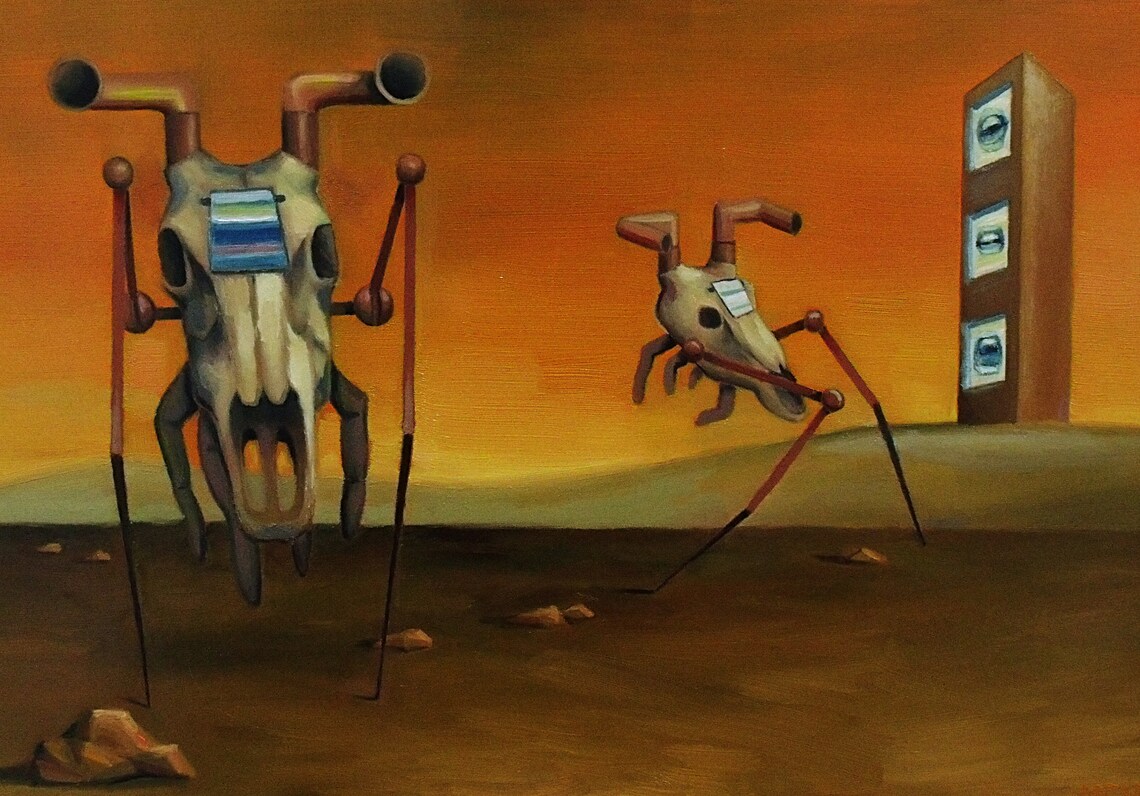 Original Oil/acrylic Painting - "the Cyber Age Approaches" - Etsy