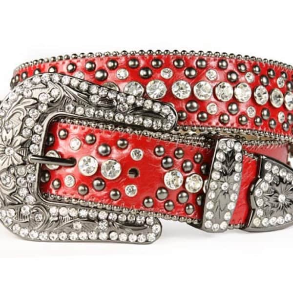 Rhinestone Studded Belt - Etsy