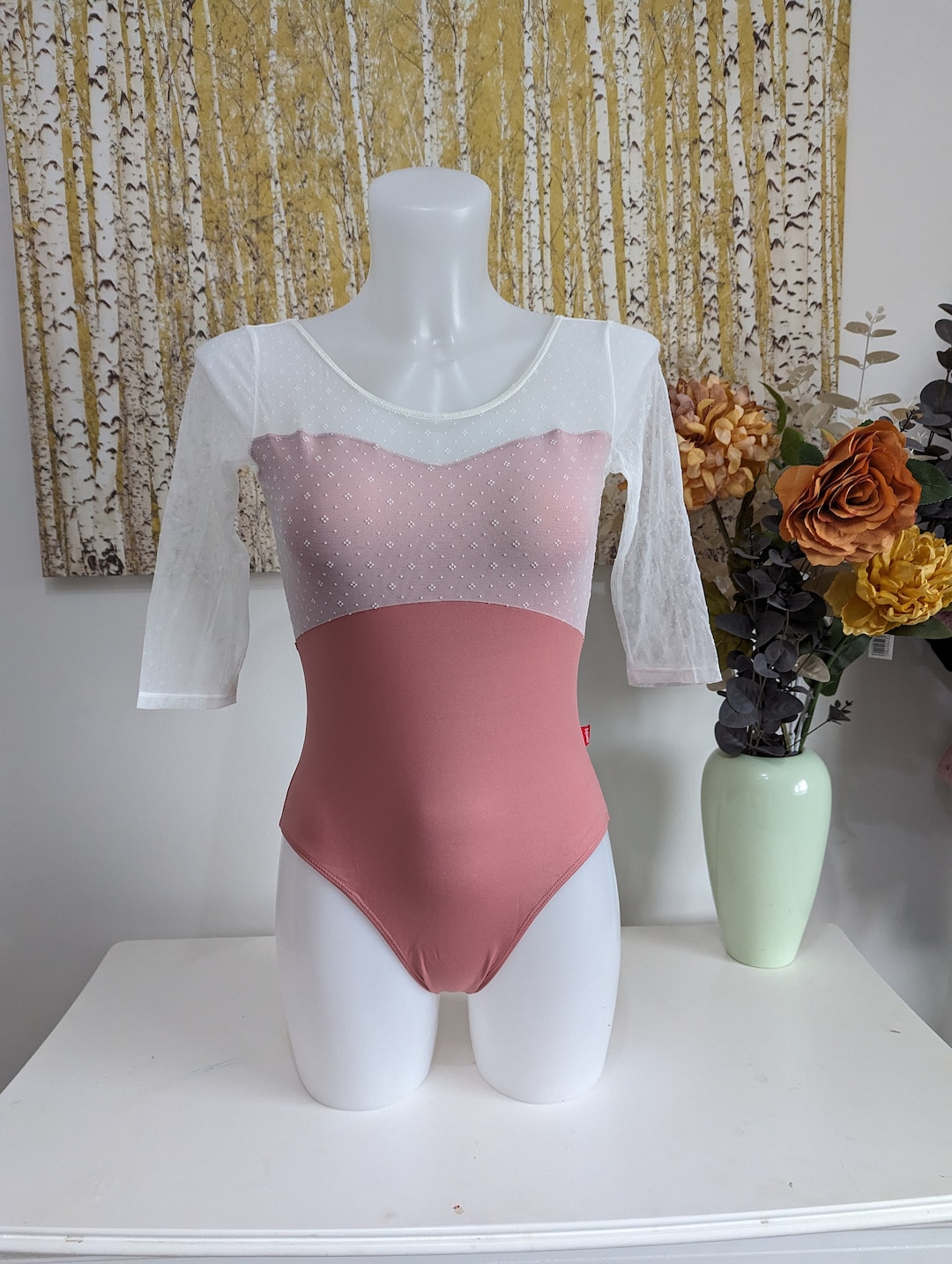 Dancewear With Elegance: Pink Ballet Leotard With Lace Overlay for ...