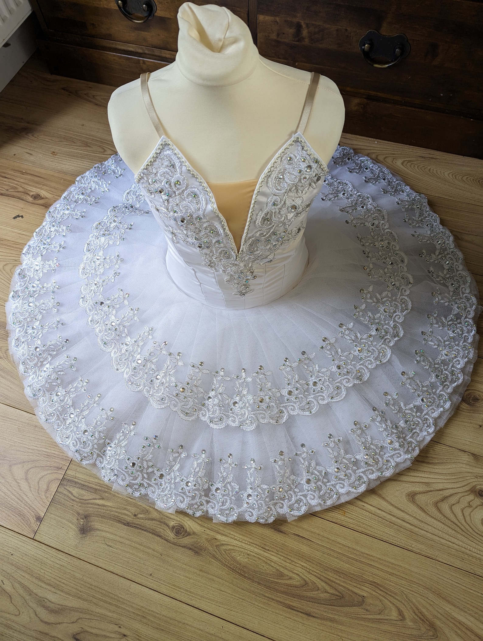 White Ballet Tutu, Silver Sequin Applique, Performance Costume - Etsy