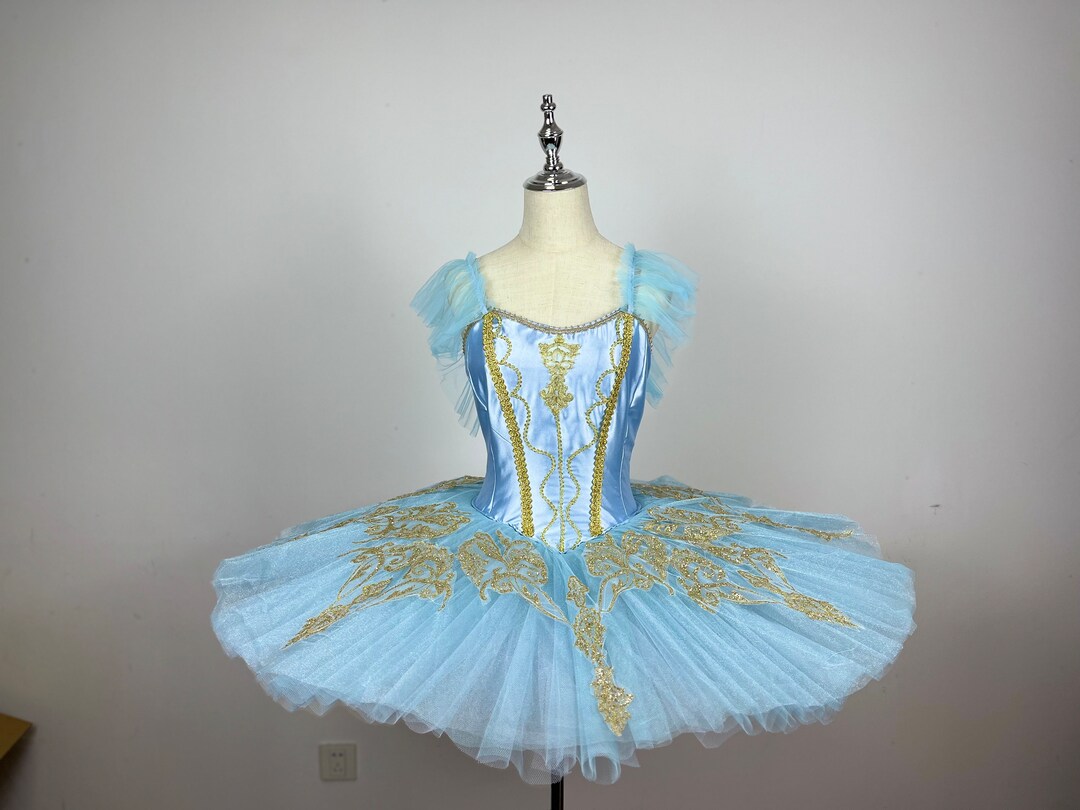 Blue Pancake Ballet Tutu, a Cinderella Ballet Tutu With Gold Applique ...