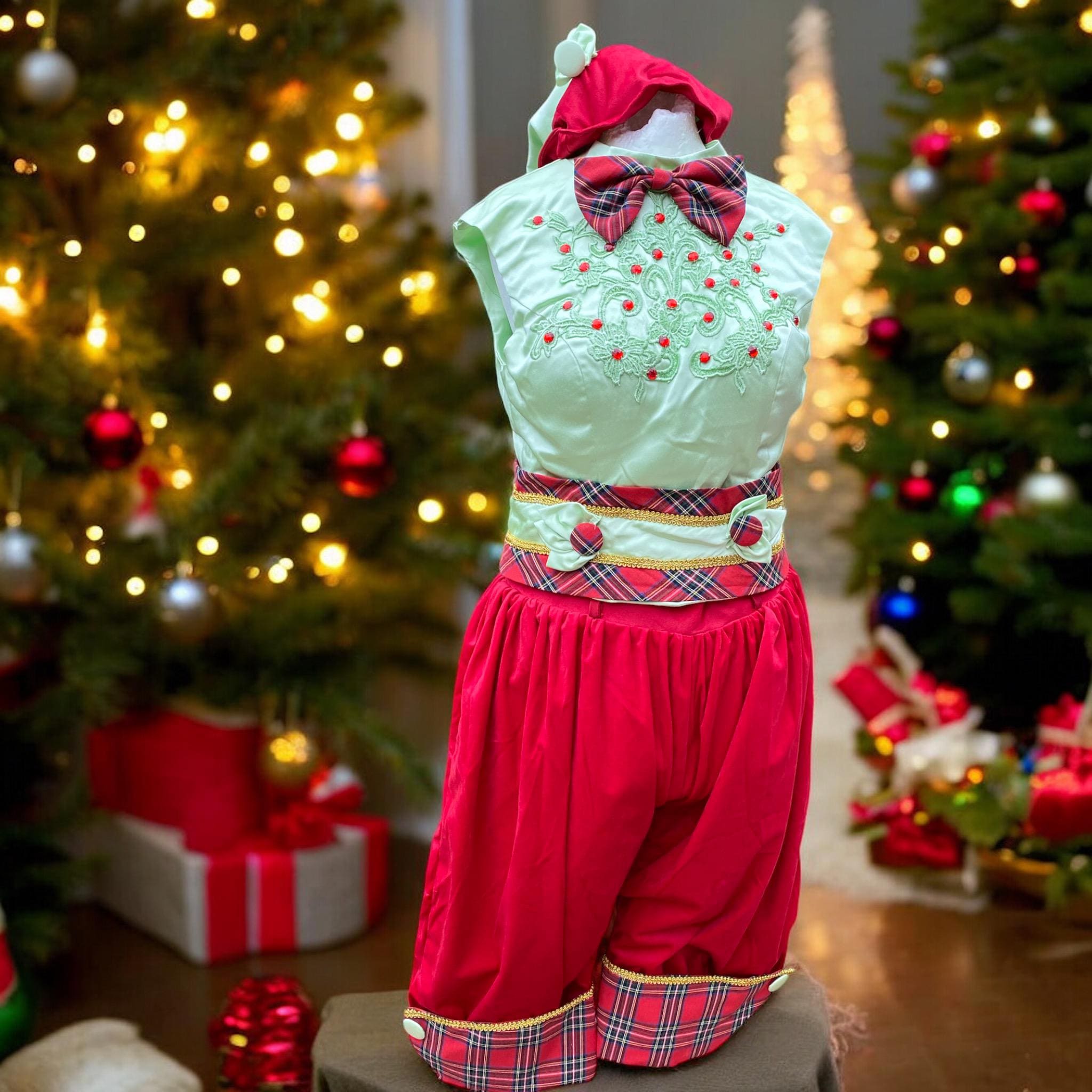 Christmas Elf Costume, Red & Green Xmas Outfit - Etsy