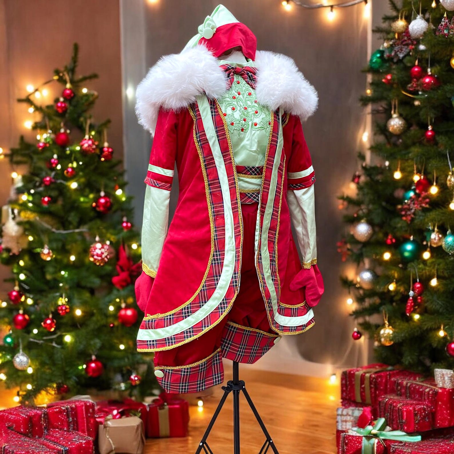 Christmas Elf Costume, Red & Green Xmas Outfit - Etsy