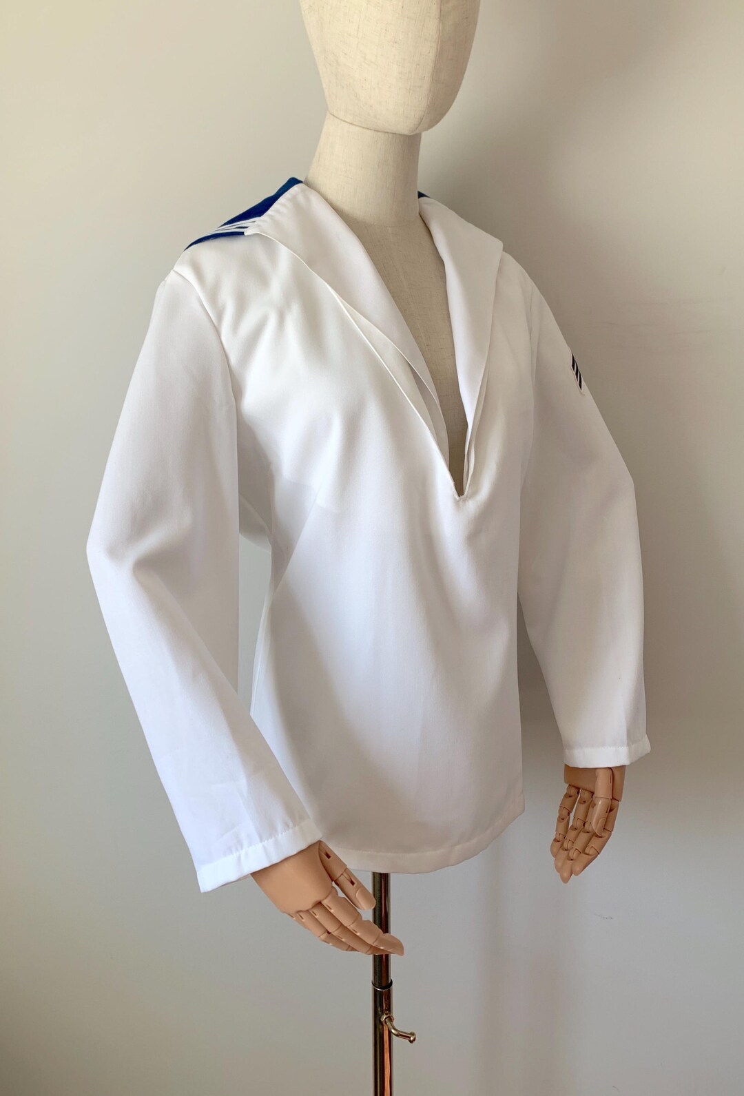 RARE Genuine French Vintage Sailor Uniform Top W/ Detachable Collar, V ...