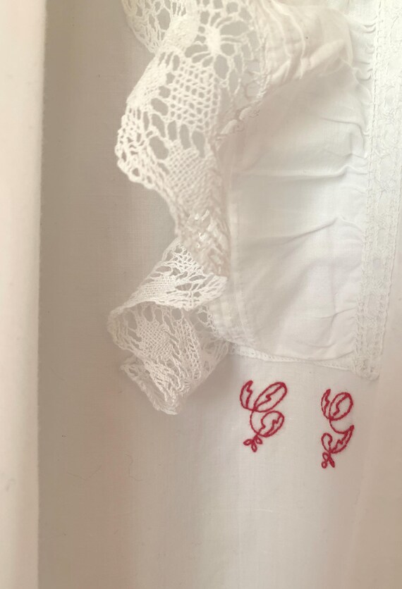 RARE Antique French Victorian Pure LINEN Nightgown wi… - Gem