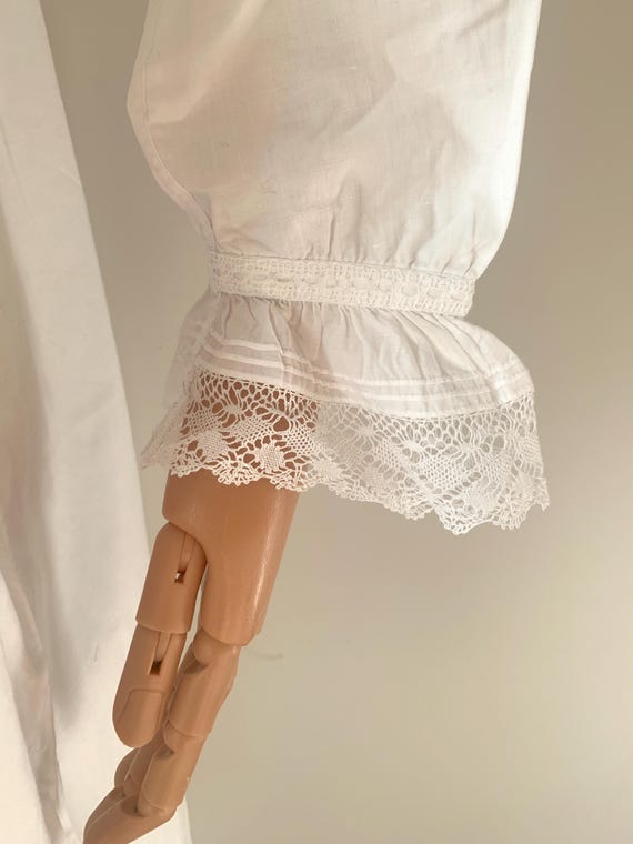 RARE Antique French Victorian Pure LINEN Nightgown wi… - Gem