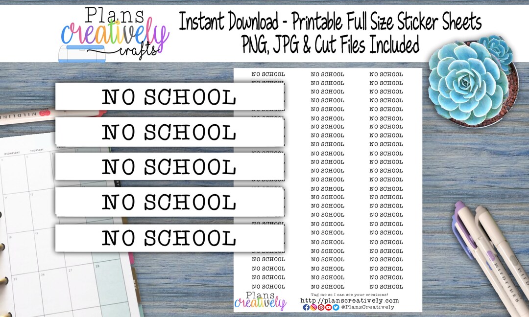 Printable "no School" Label Stickers | Icon Planner Stickers for ...
