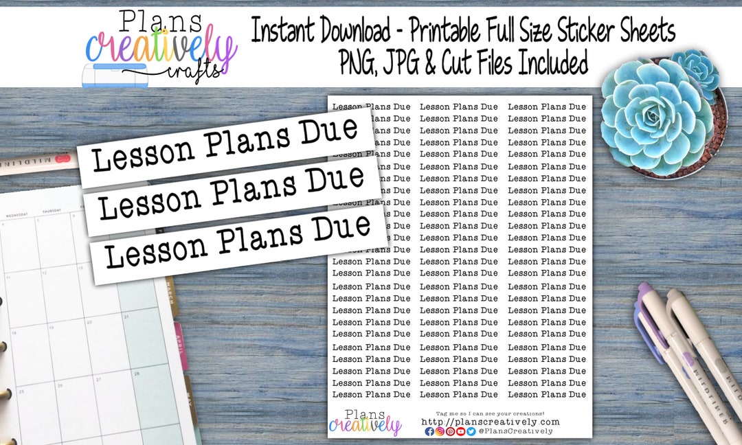 Printable "lesson Plans" Teacher Stickers | Planner Stickers ...