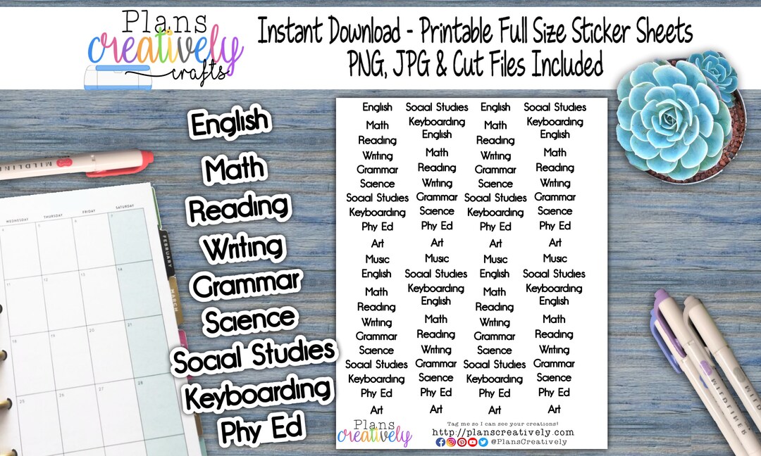 Printable School Label Stickers | Functional Planning and Reminders ...