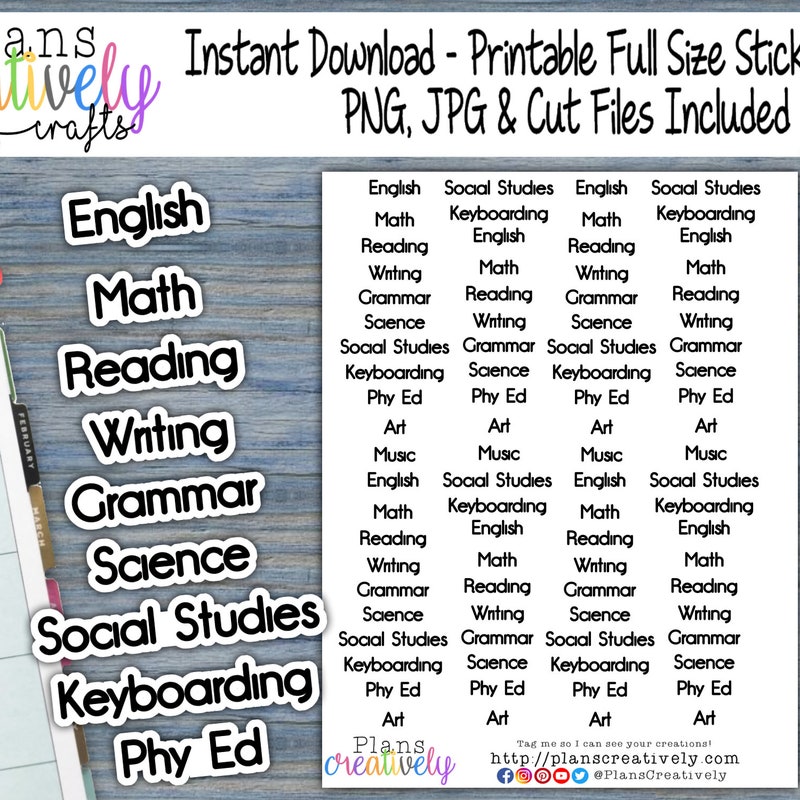 Subject Stickers for Notebooks - Etsy