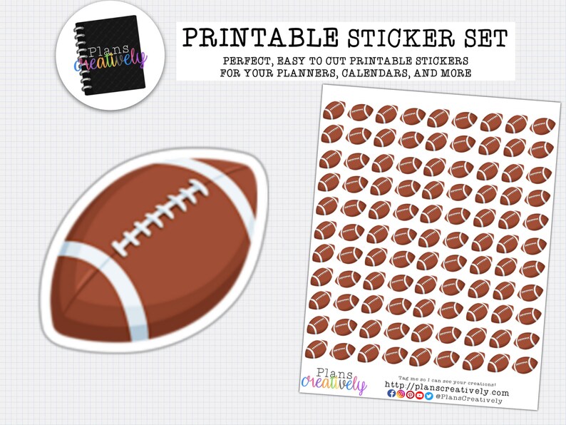 Printable Football Sticker Sheet Icon Planner Stickers for | Etsy