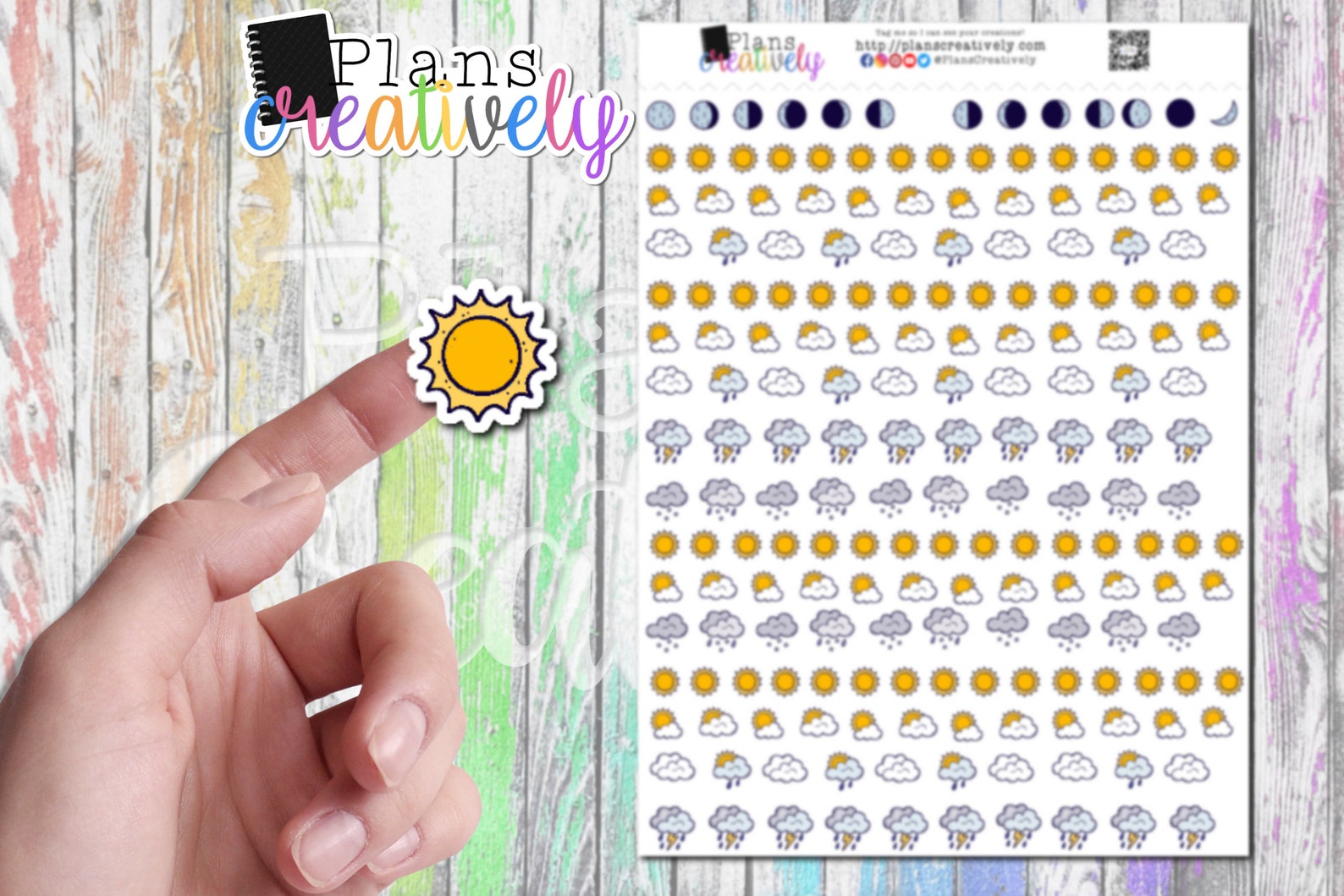 Printable WEATHER Icon Stickers Cute Functional Tracking - Etsy