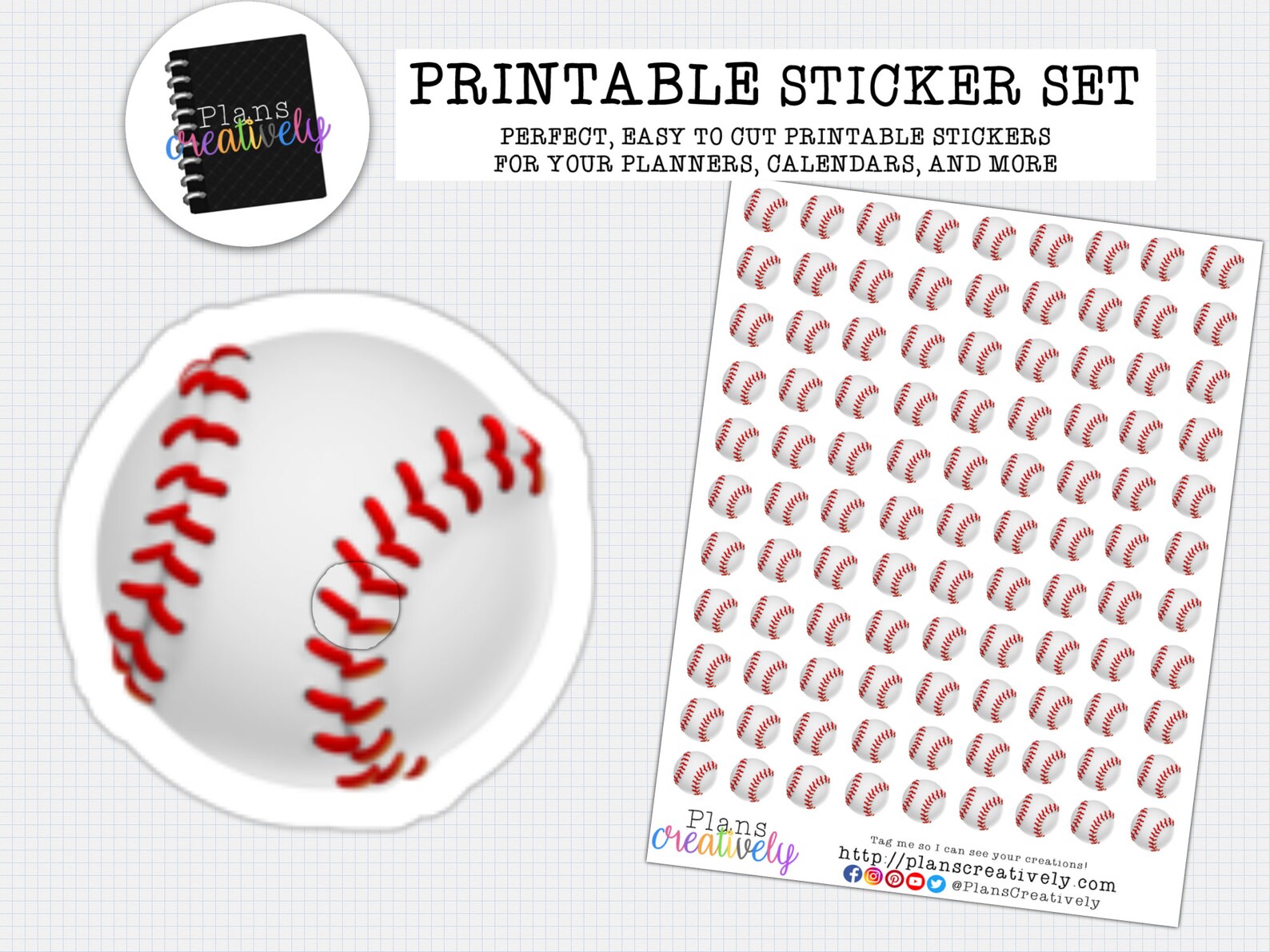 Printable Baseball Sticker Sheets Icon Planner Stickers for - Etsy