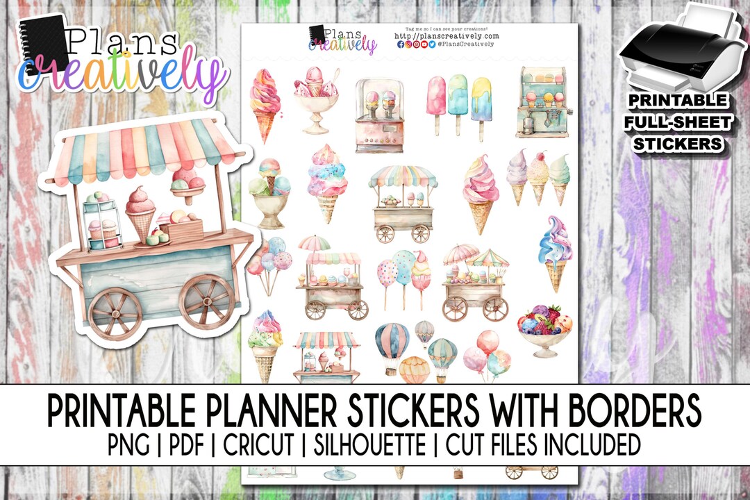 Printable Ice Cream Shoppe Planner Stickers - Perfect for Summer Time ...