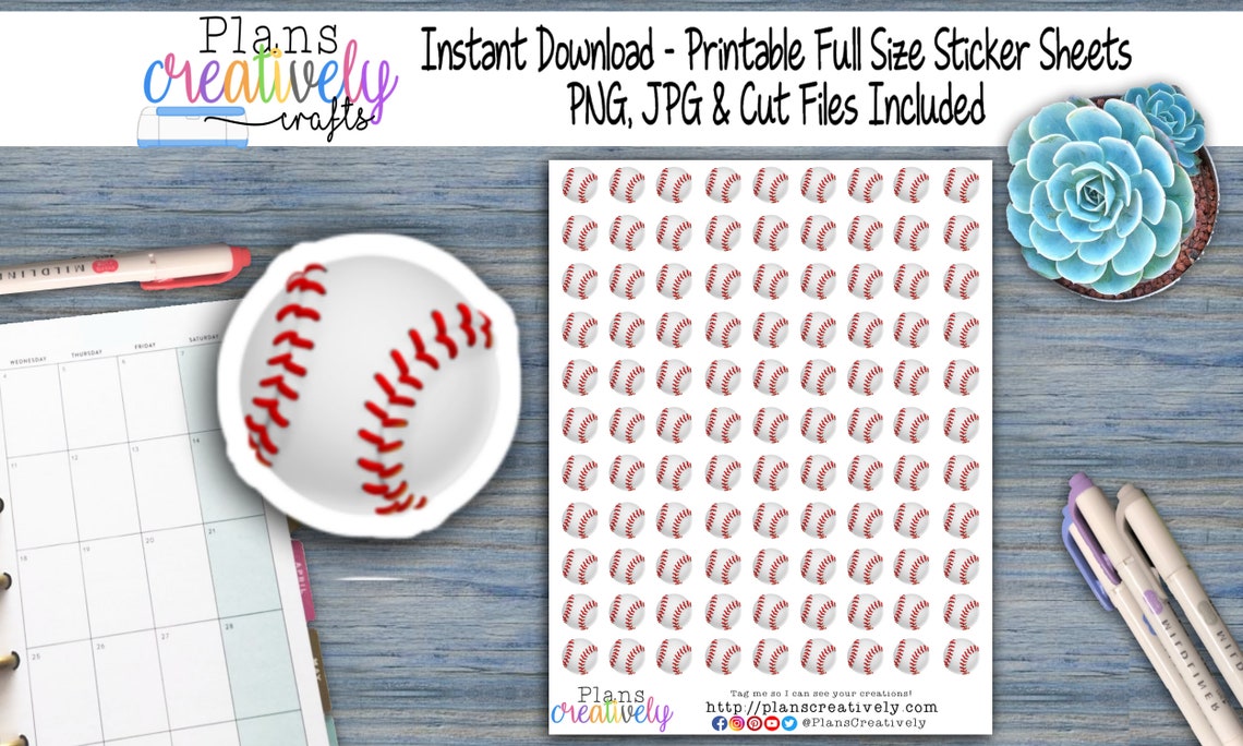 Printable Baseball Sticker Sheets Icon Planner Stickers for - Etsy