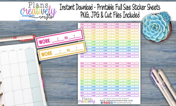 Printable Rainbow Work Time Sticker Icon Planner Stickers | Etsy