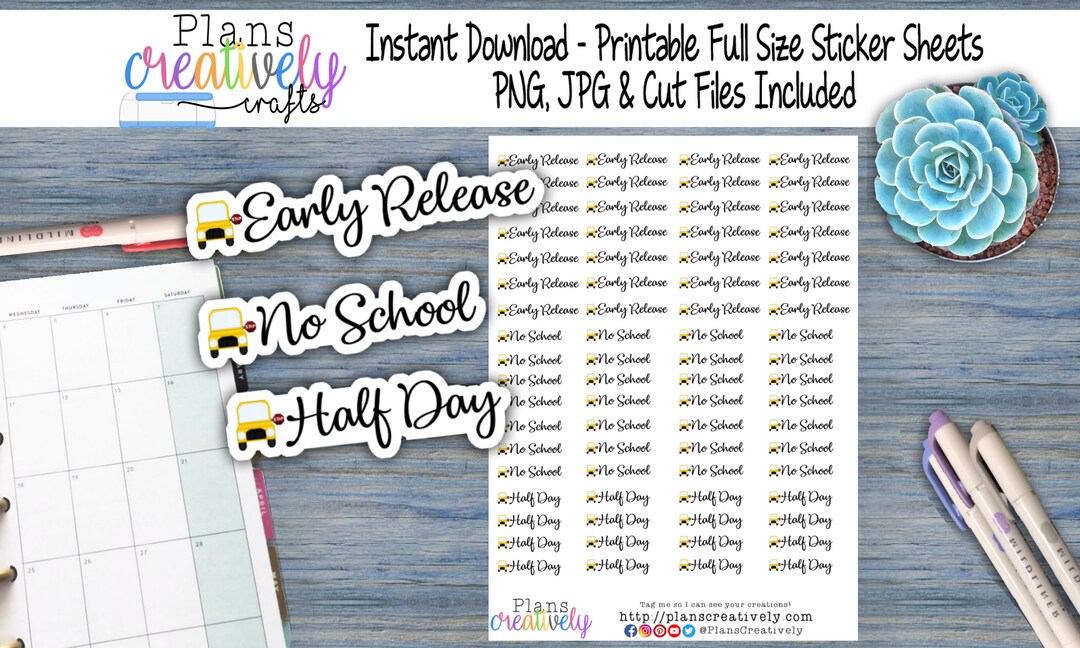 Printable School Release Reminder Stickers Planner Stickers Functional ...