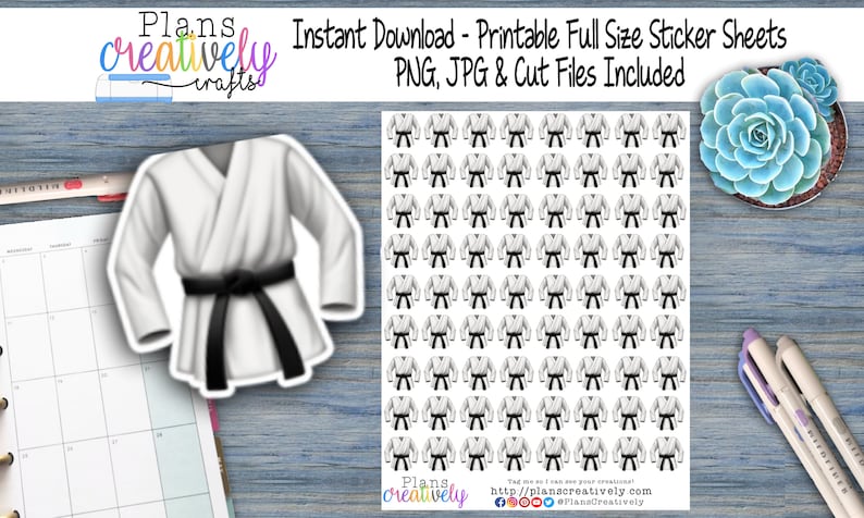 Printable Karate Sticker Sheets Icon Planner Stickers for - Etsy